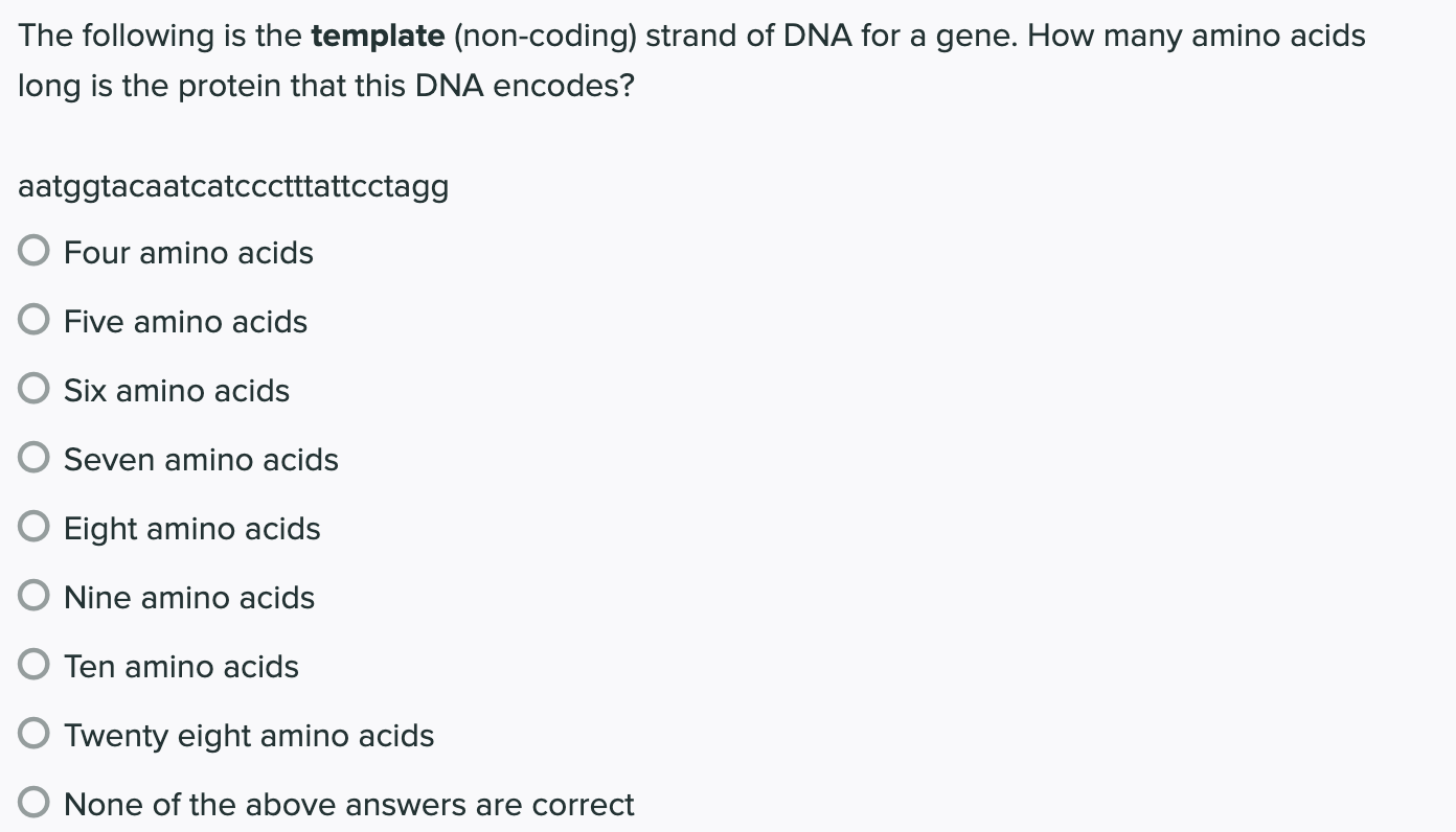 Solved The following is the template (non-coding) strand of | Chegg.com