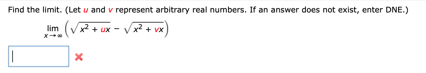 Solved Find the limit. (Let u and v represent arbitrary real | Chegg.com