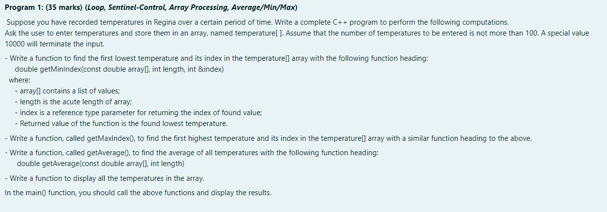 Solved use c++ Program 1: (35 marks) (Loop, | Chegg.com