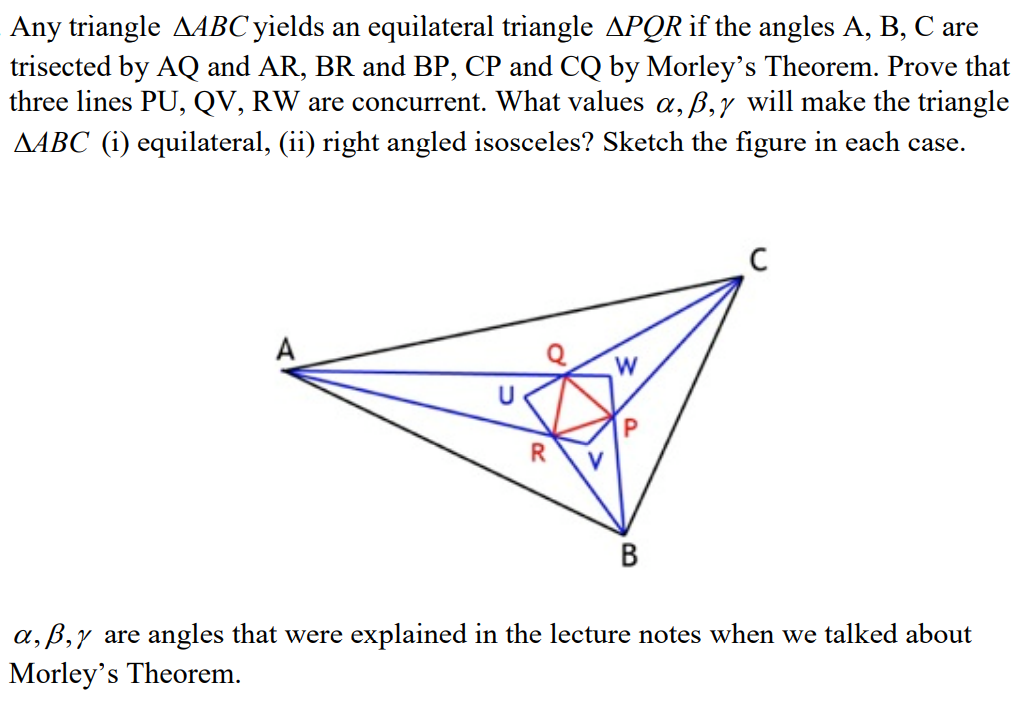 Solved Any triangle AABC yields an equilateral triangle APQR | Chegg.com
