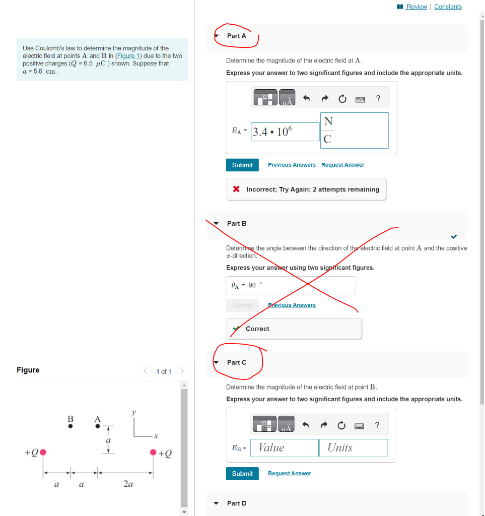 Solved Use Coulomb's law to determine the magnitude of the | Chegg.com