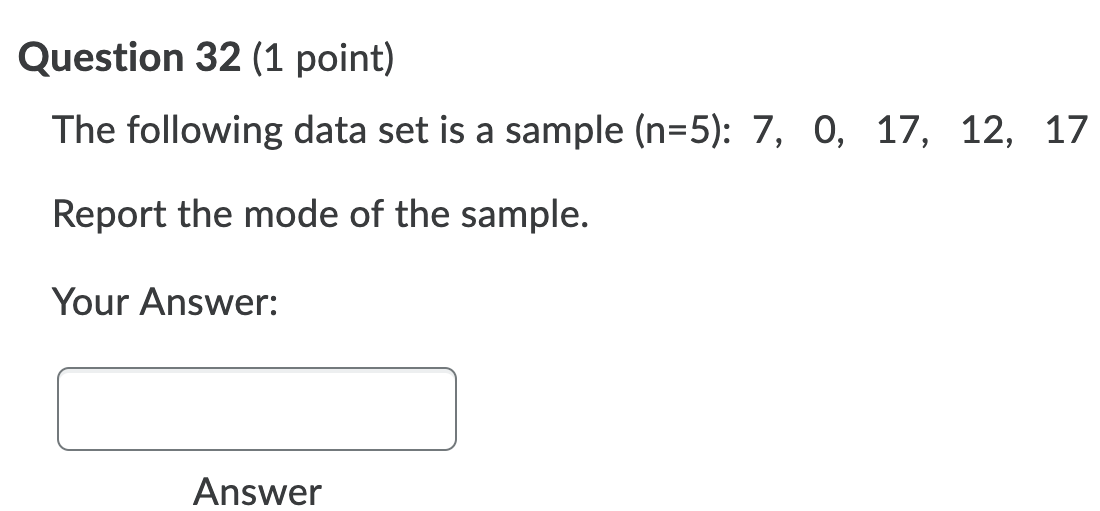Solved Question 31 (1 point) The following data set is a | Chegg.com
