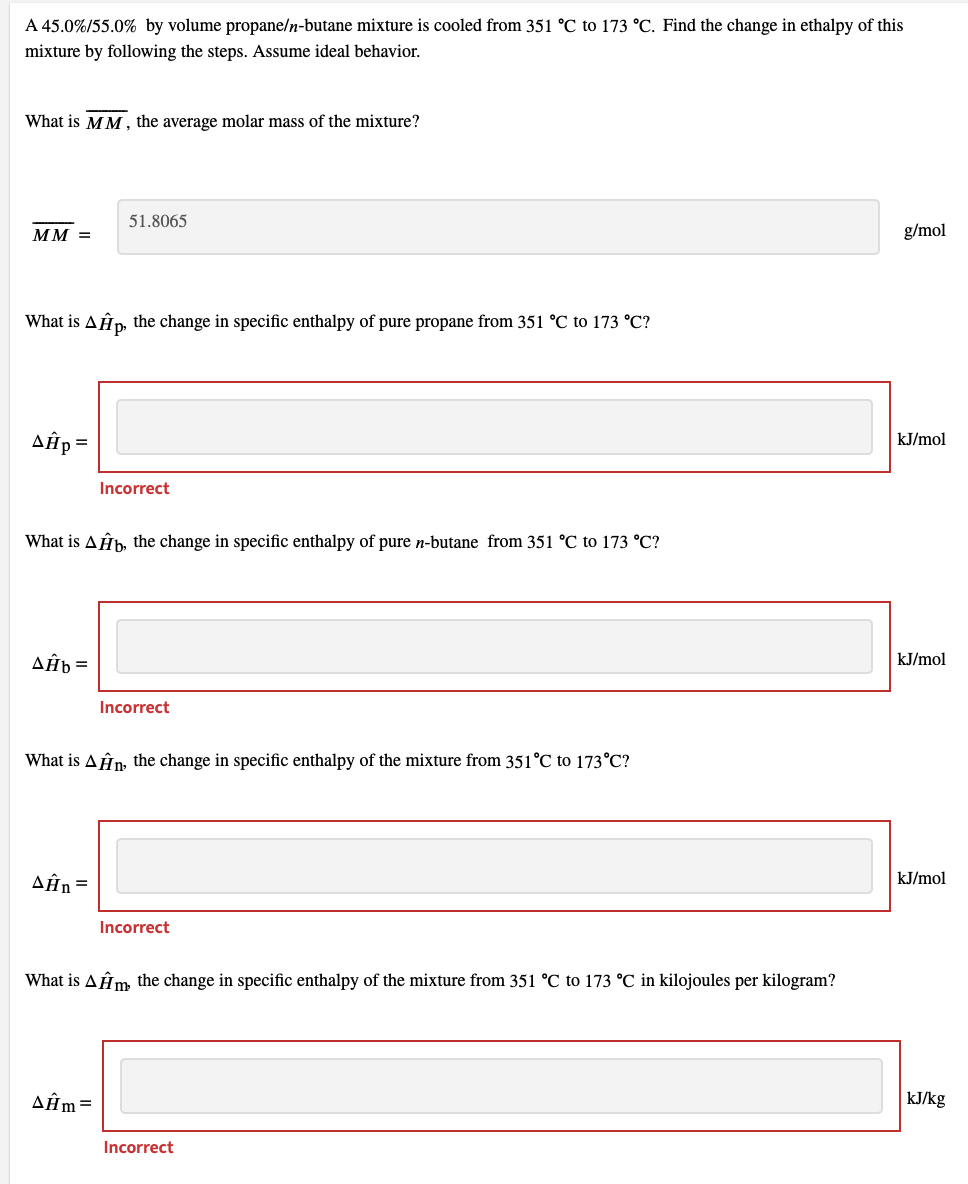Solved A 45.0%/55.0% by volume propane/n-butane mixture is | Chegg.com