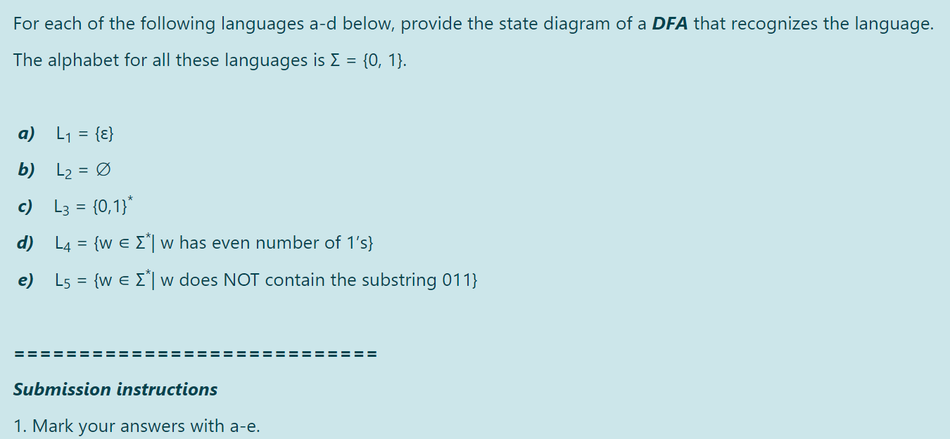 Solved For each of the following languages a-d below, | Chegg.com