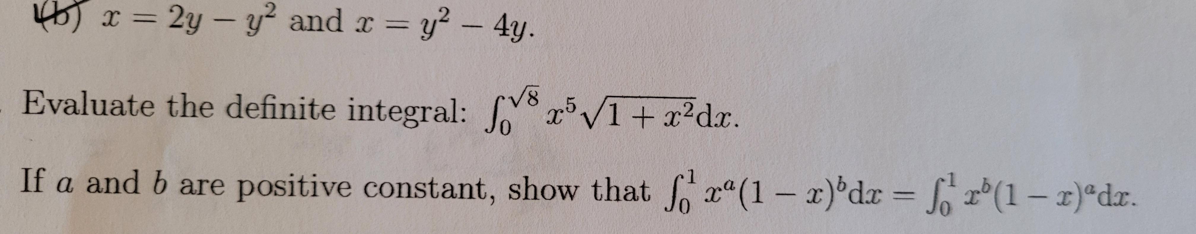 Solved Please answer clearly with all steps for A (definite | Chegg.com