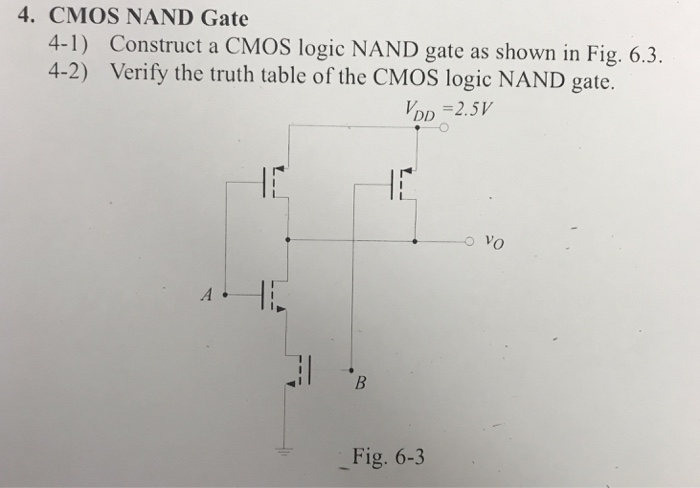 Solved 4. CMOS NAND Gate 4-1) 4-2) Construct a CMOS logic | Chegg.com