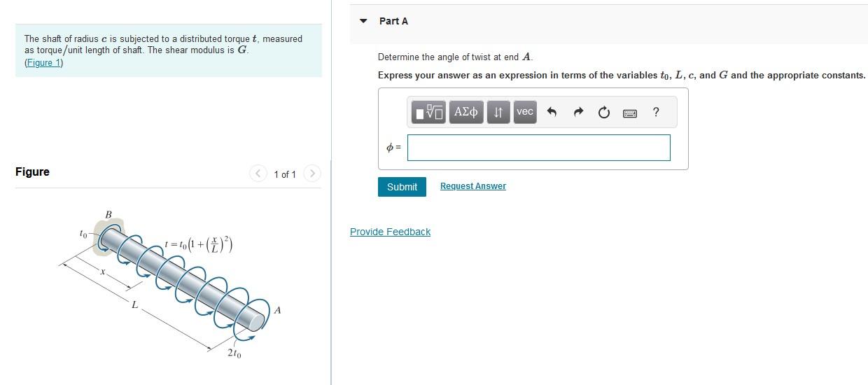 Solved The shaft of radius c is subjected to a distributed | Chegg.com