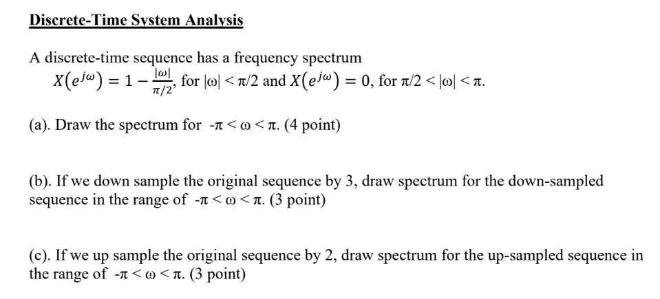 Solved A discrete-time sequence has a frequency spectrum | Chegg.com