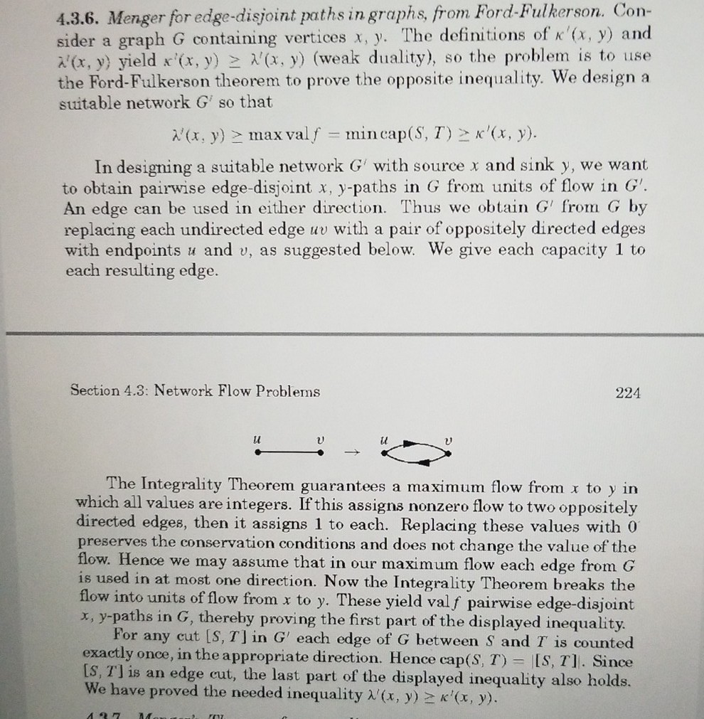 4.3.6. () Use network flows to prove Menger's Theorem | Chegg.com