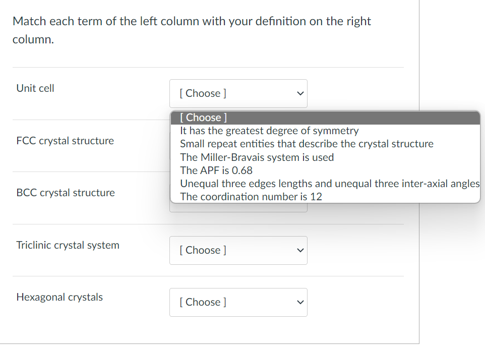 Solved Match each term of the left column with your | Chegg.com