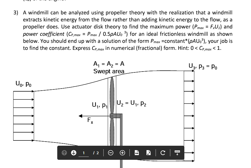Solved 3) A windmill can be analyzed using propeller theory | Chegg.com