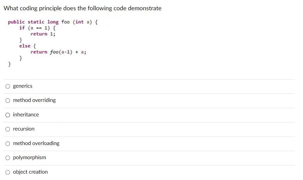 Solved What coding principle does the following code | Chegg.com