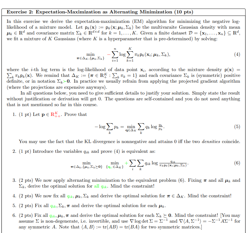 Exercise 2 Expectation Maximization As Alternating