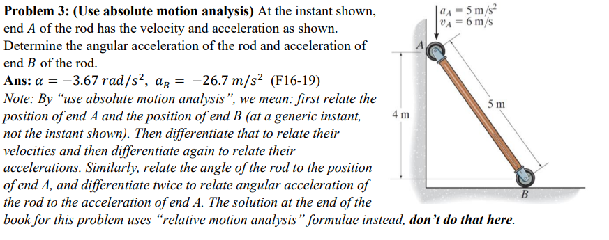 Solved Problem 3: (Use absolute motion analysis) At the | Chegg.com Solved Problem 3: (Use absolute motion analysis) At the | Chegg.com