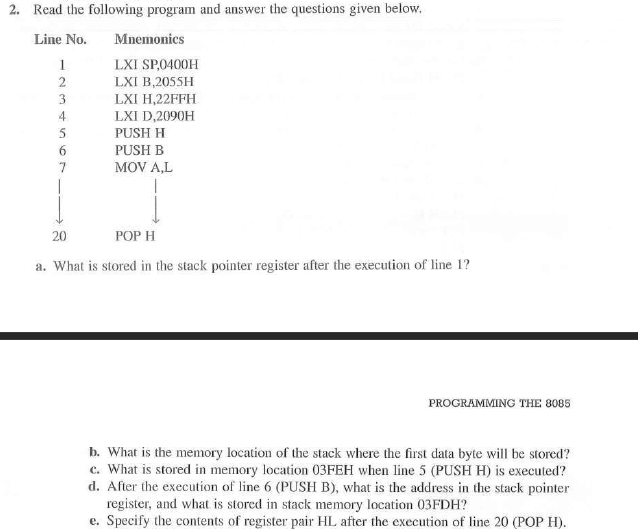 Solved 2. Read the following program and answer the | Chegg.com