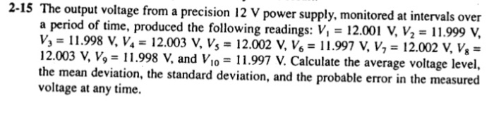 Solved The output voltage from a precision 12 V power | Chegg.com