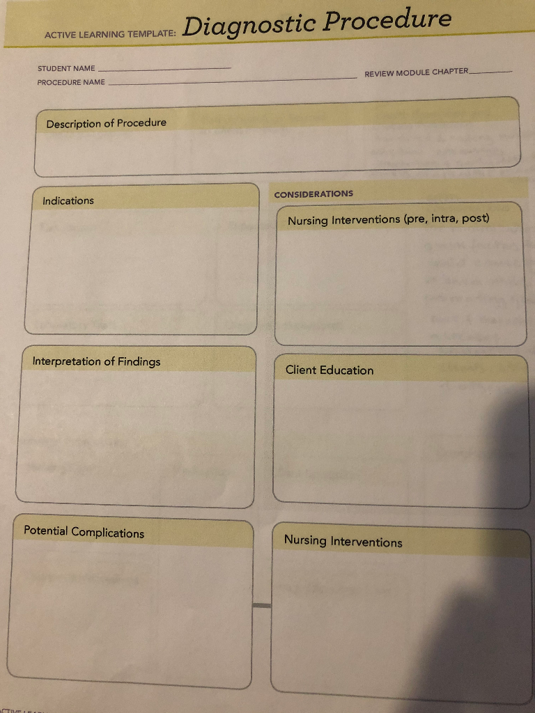 Solved ACTIVE LEARNING TEMPLATE: Diagnostic Procedure | Chegg.com