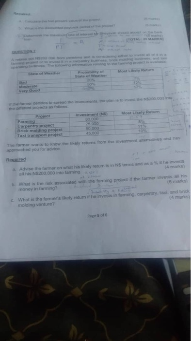 PT State of Weather Probability of Most Likely Return | Chegg.com