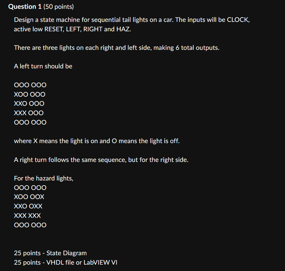 Question 1 (50 ﻿points)Design a state machine for | Chegg.com