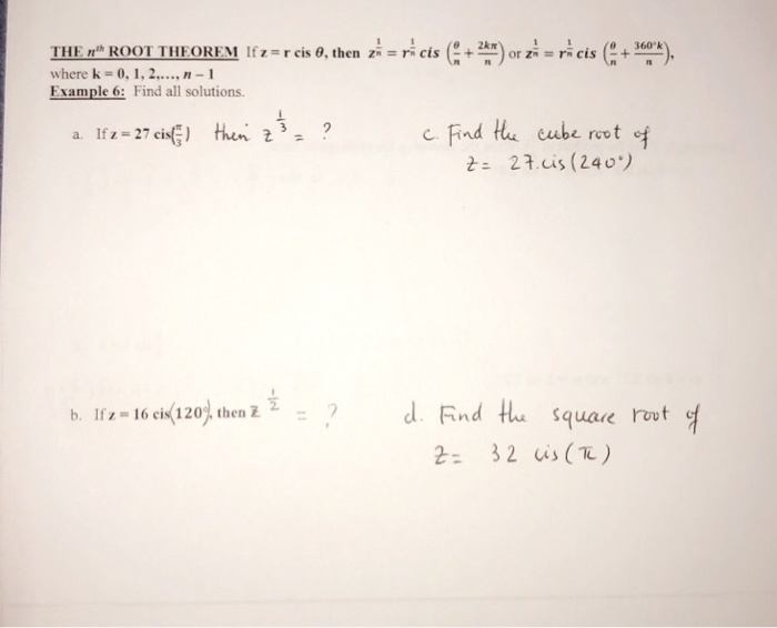 Solved THE r" R001 THEOREM lf z = rcis θ, then z-= r" cis | Chegg.com