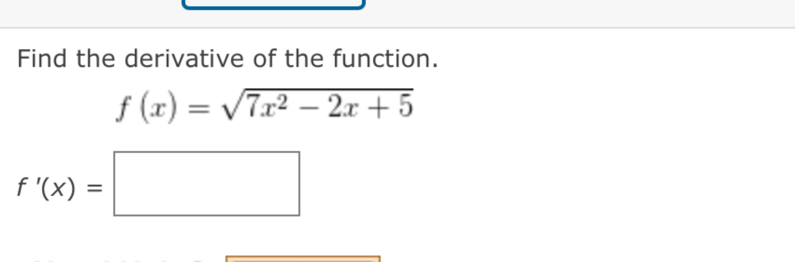 Solved Find the derivative of the | Chegg.com
