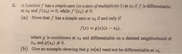Solved A function f has a simple zero (or a zero of | Chegg.com