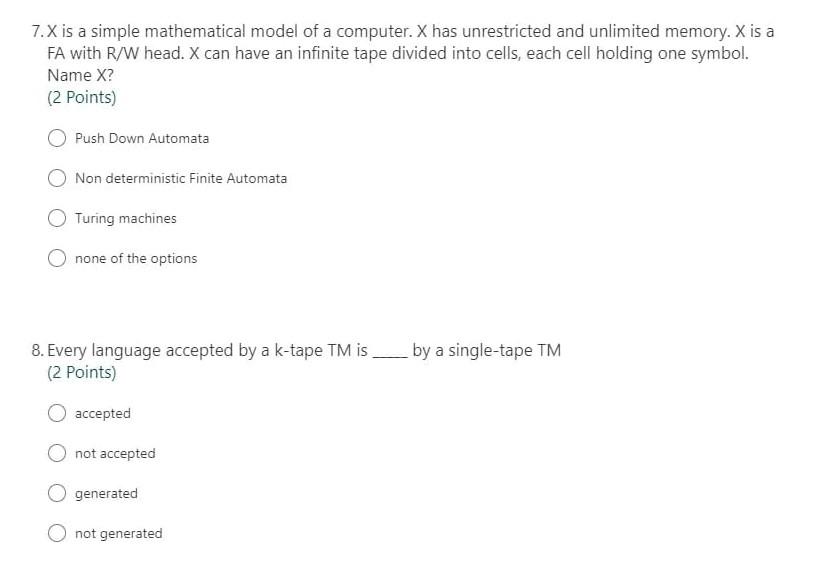 Solved 7.X is a simple mathematical model of a computer. X | Chegg.com