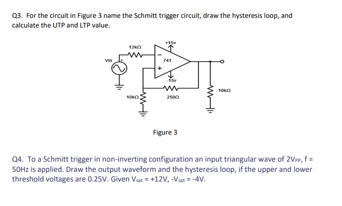 Solved Q3. For the circuit in Figure 3 name the Schmitt | Chegg.com