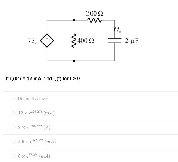 Solved ix(0+)=12 mA, find ix Different answer | Chegg.com