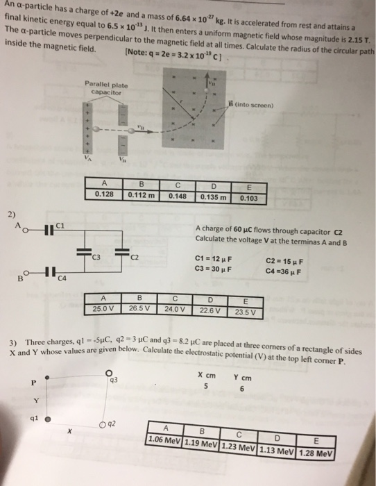 Solved An a-particle has a charge of +2e and a mass of 6.64 | Chegg.com