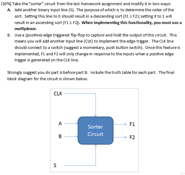 (30%] Take the "sorter" circuit from the last | Chegg.com
