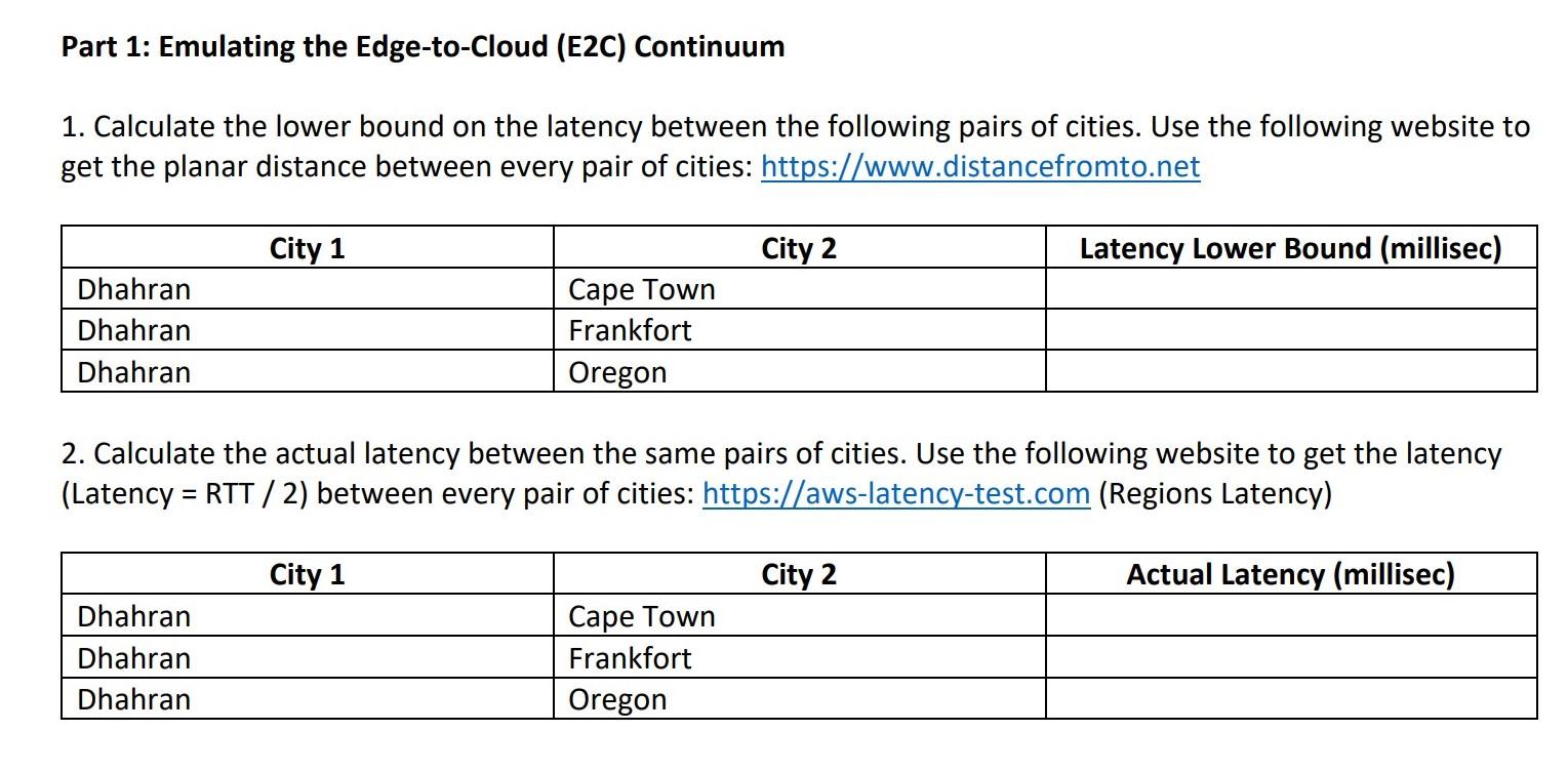 Solved 1. Calculate the lower bound on the latency between | Chegg.com