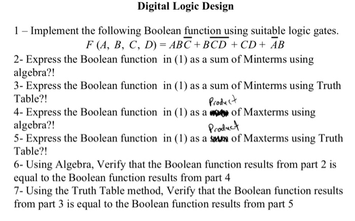 Solved Digital Logic Design 1 - Implement the following | Chegg.com