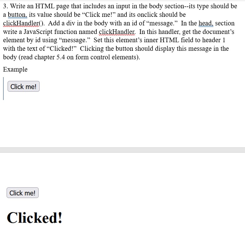 Solved 3. Write an HTML page that includes an input in the | Chegg.com