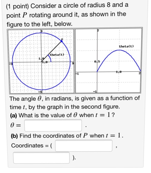 Solved (1 point) Consider a circle of radius 8 and a point P | Chegg.com