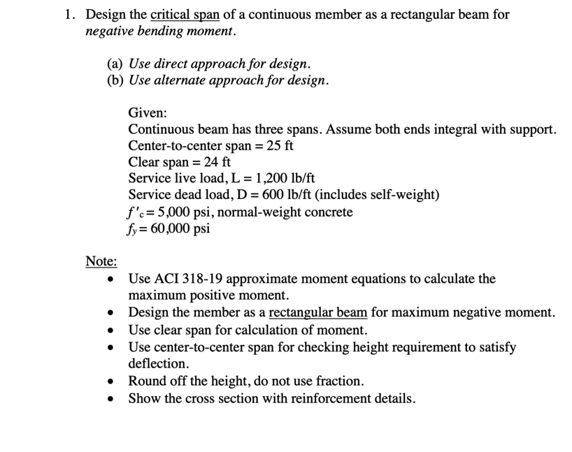 Solved Design the critical span of a continuous member as a | Chegg.com