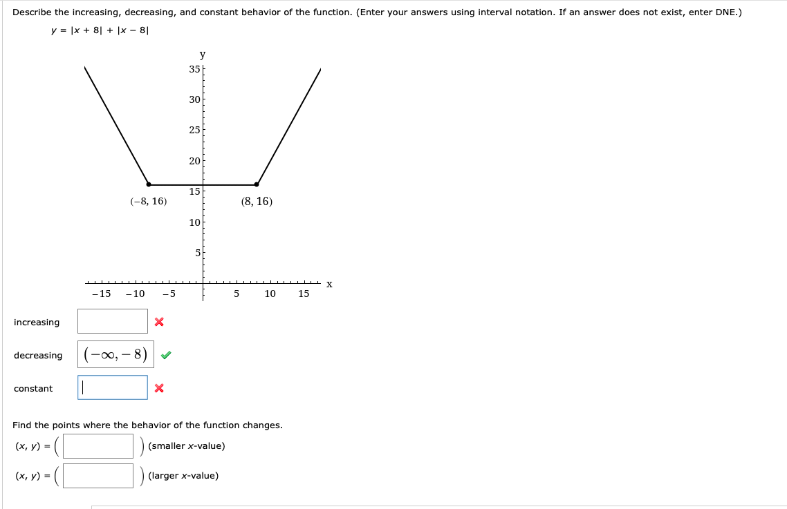 Solved Describe the increasing, decreasing, and constant | Chegg.com