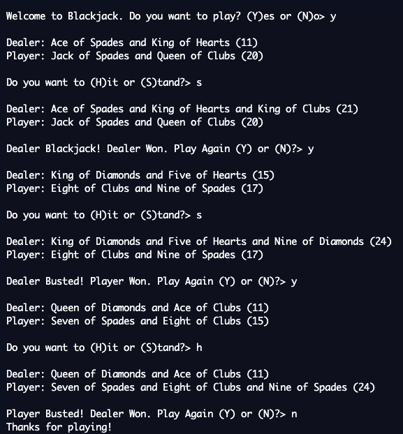 Create a simple blackjack game for repl.it using | Chegg.com