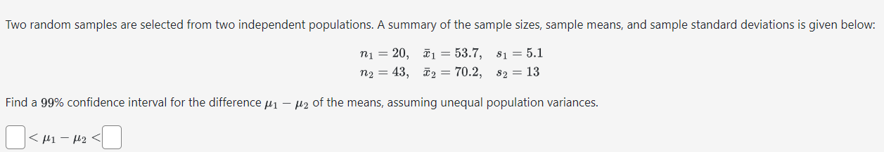 Solved Two random samples are selected from two independent | Chegg.com