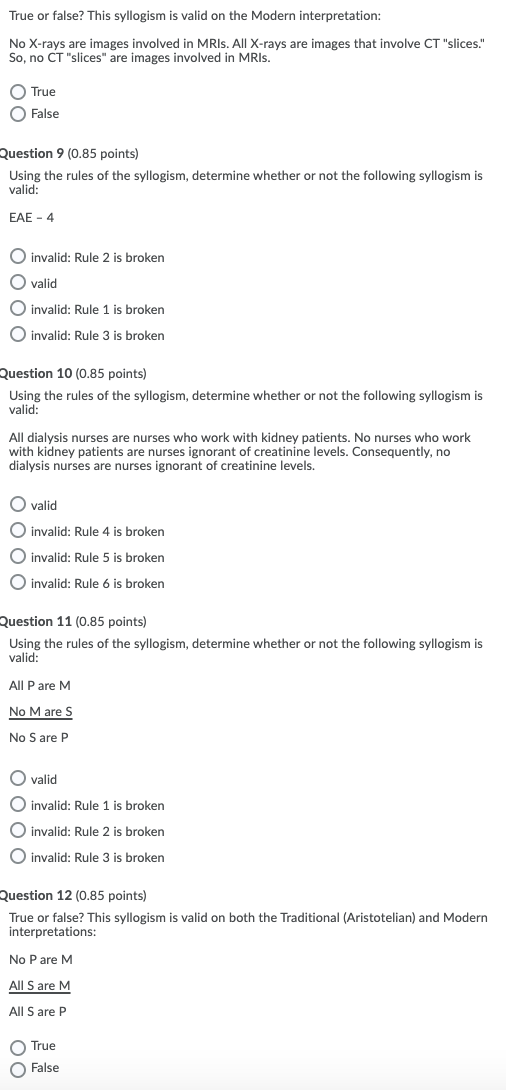 True or false? This syllogism is valid on the Modern | Chegg.com