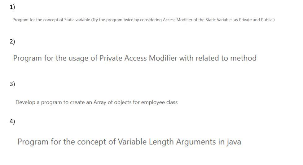 Solved Pls Provide Java Program for the below 4 Programs and | Chegg.com