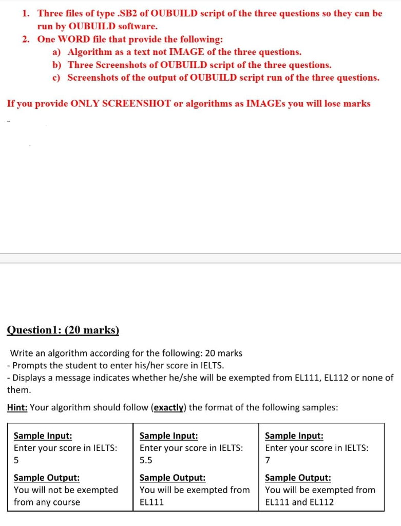 1. Three files of type .SB2 of OUBUILD script of the | Chegg.com