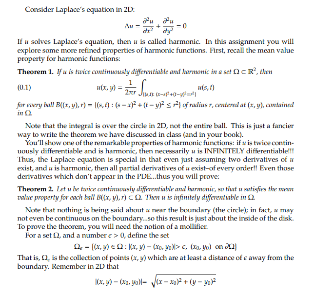 Solved Consider Laplace's equation in 2D: Δu=∂x2∂2u+∂y2∂2u=0 | Chegg.com