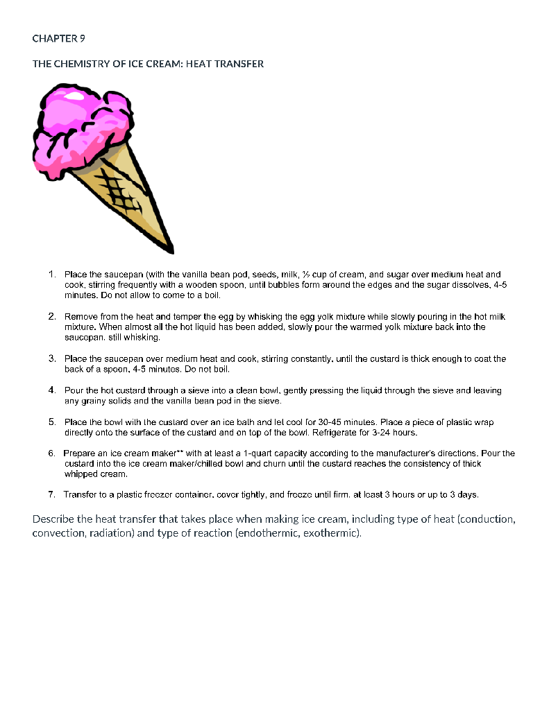 Solved CHAPTER 9 THE CHEMISTRY OF ICE CREAM: HEAT TRANSFER 1 | Chegg.com