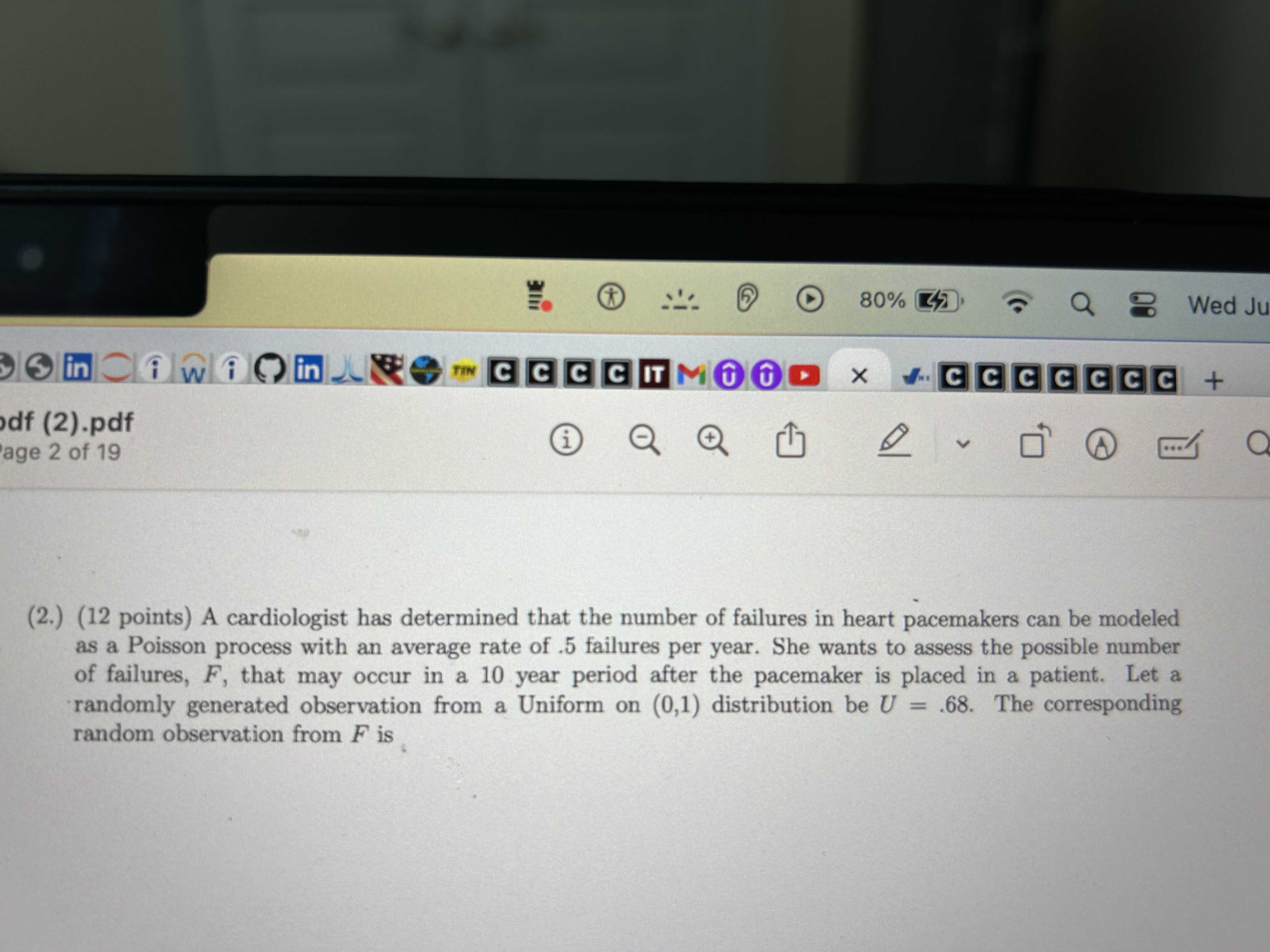 Solved (2.) (12 ﻿points) ﻿A cardiologist has determined that | Chegg.com