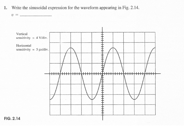 Solved 1. Write the sinusoidal expression for the waveform | Chegg.com