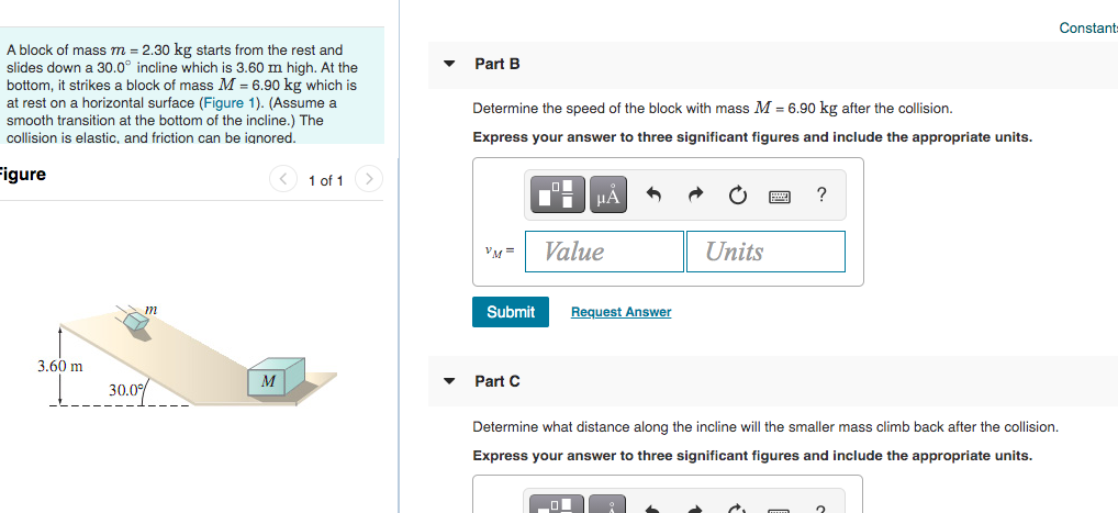 Solved Constants Part A A block of mass m = 2.30 kg starts | Chegg.com