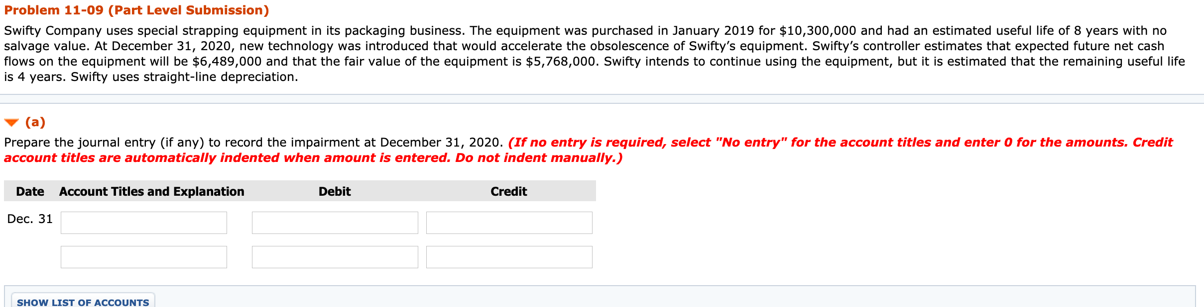 Solved Problem 11-09 (Part Level Submission) Swifty Company | Chegg.com