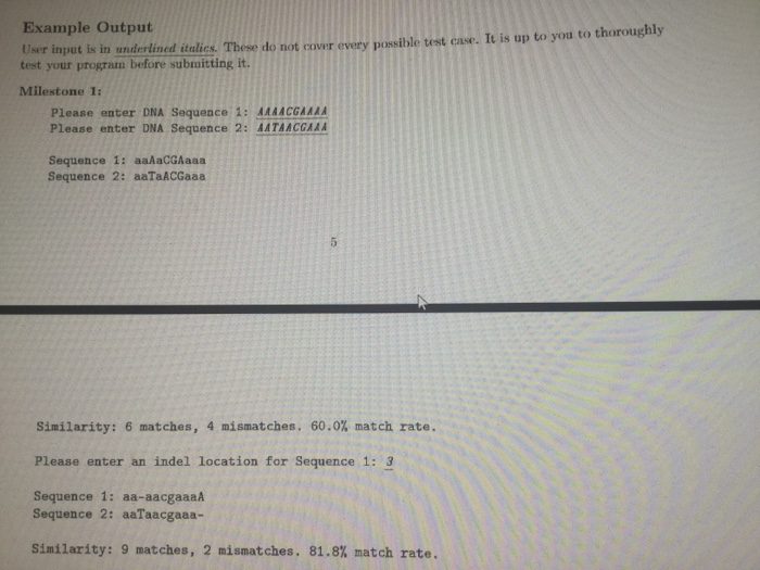 Example Output input is in underlined italics. These | Chegg.com