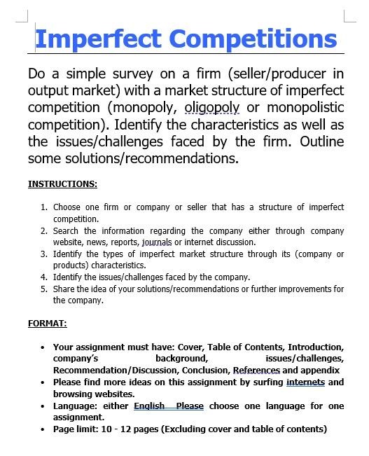 output market) with a market structure of imperfect | Chegg.com